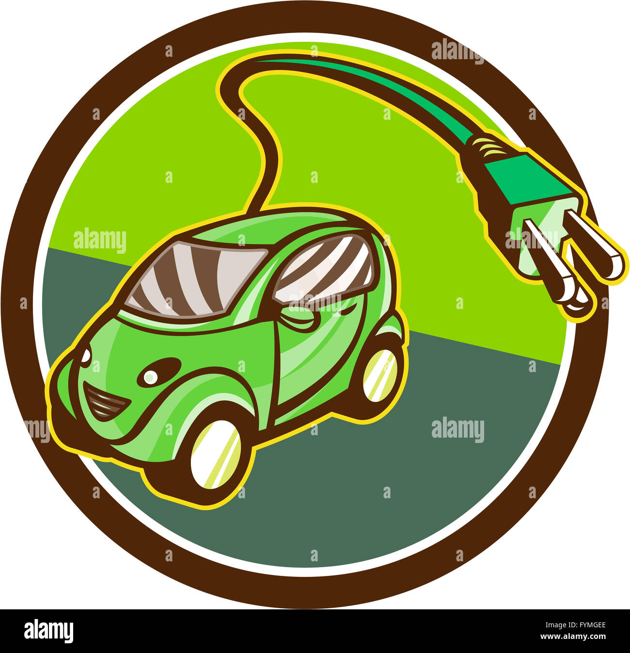 Plug-in Hybrid Electric Vehicle Circle Retro Stock Photo - Alamy