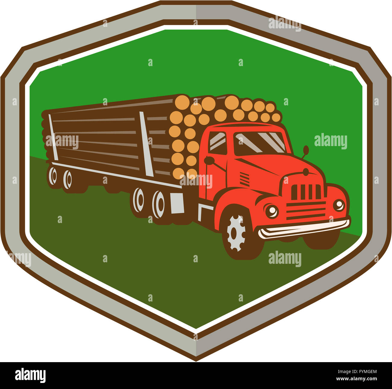 Truck Vintage Logging Shield Retro Stock Photo - Alamy