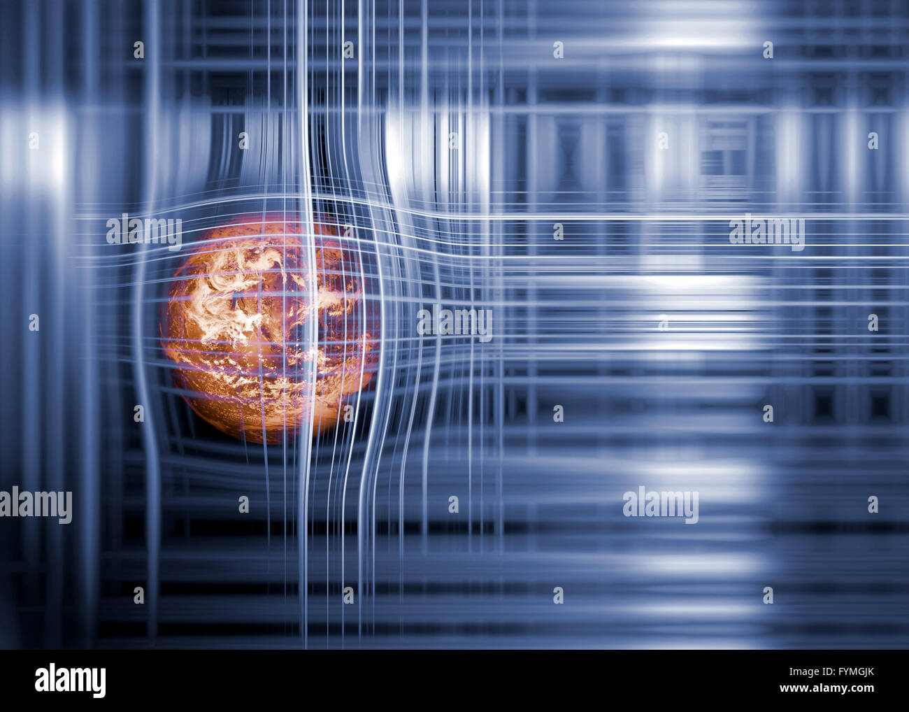 Technology grid and earth Stock Photo - Alamy