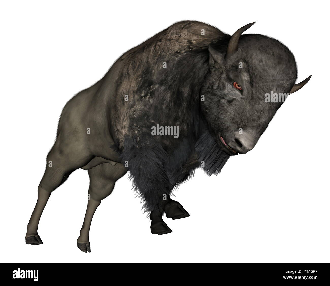 Bison charging - 3D render Stock Photo - Alamy