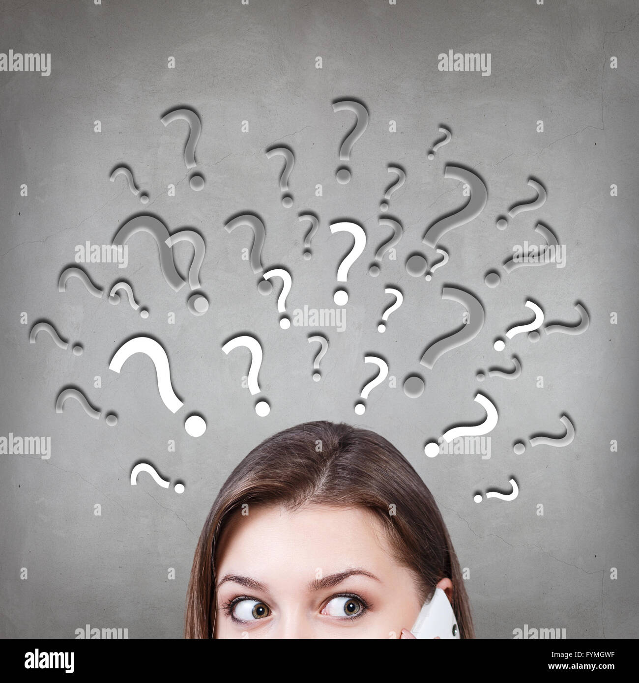 Woman has too many questions Stock Photo - Alamy