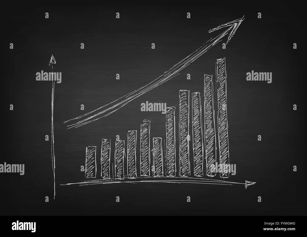 Growing graph hand drawing with arrow on black cha Stock Photo - Alamy