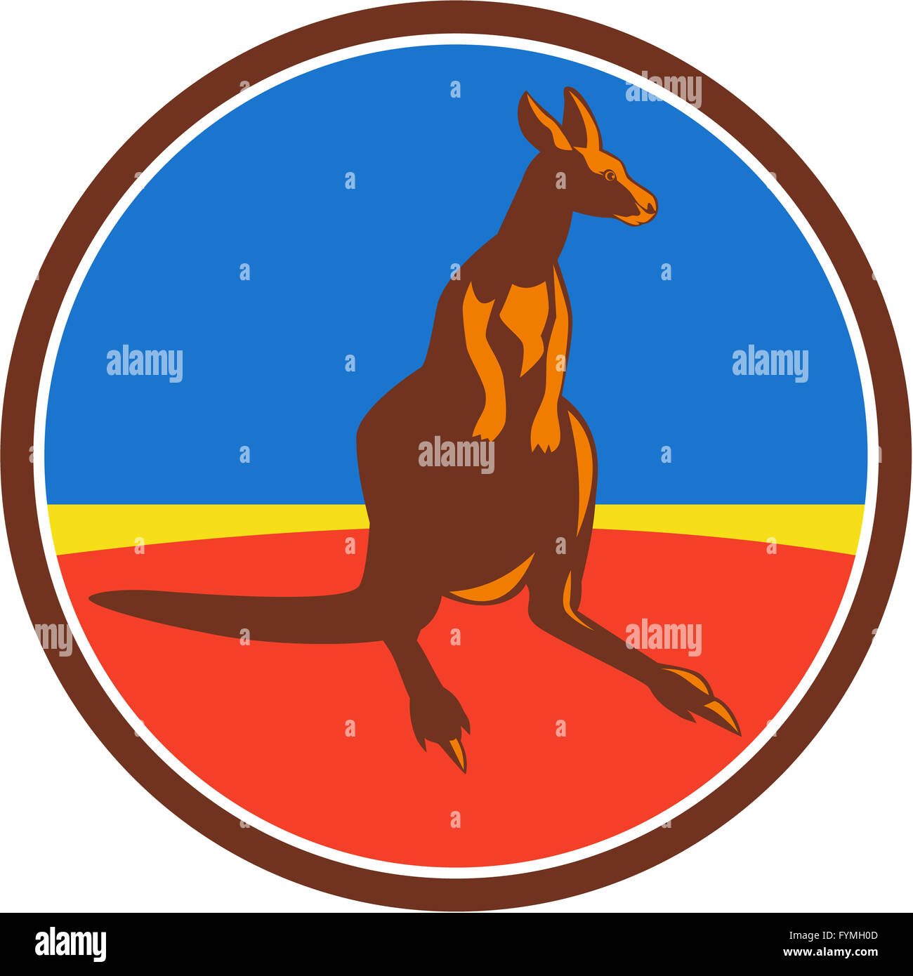 Kangaroo Circle Retro Stock Photo - Alamy