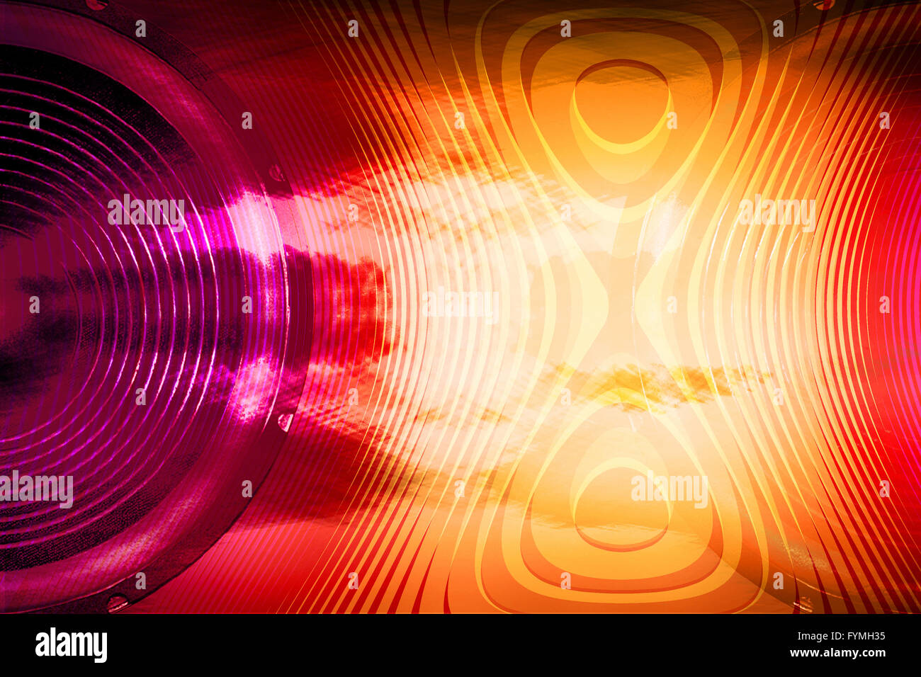 Colourful audio speaker with soundwaves Stock Photo - Alamy
