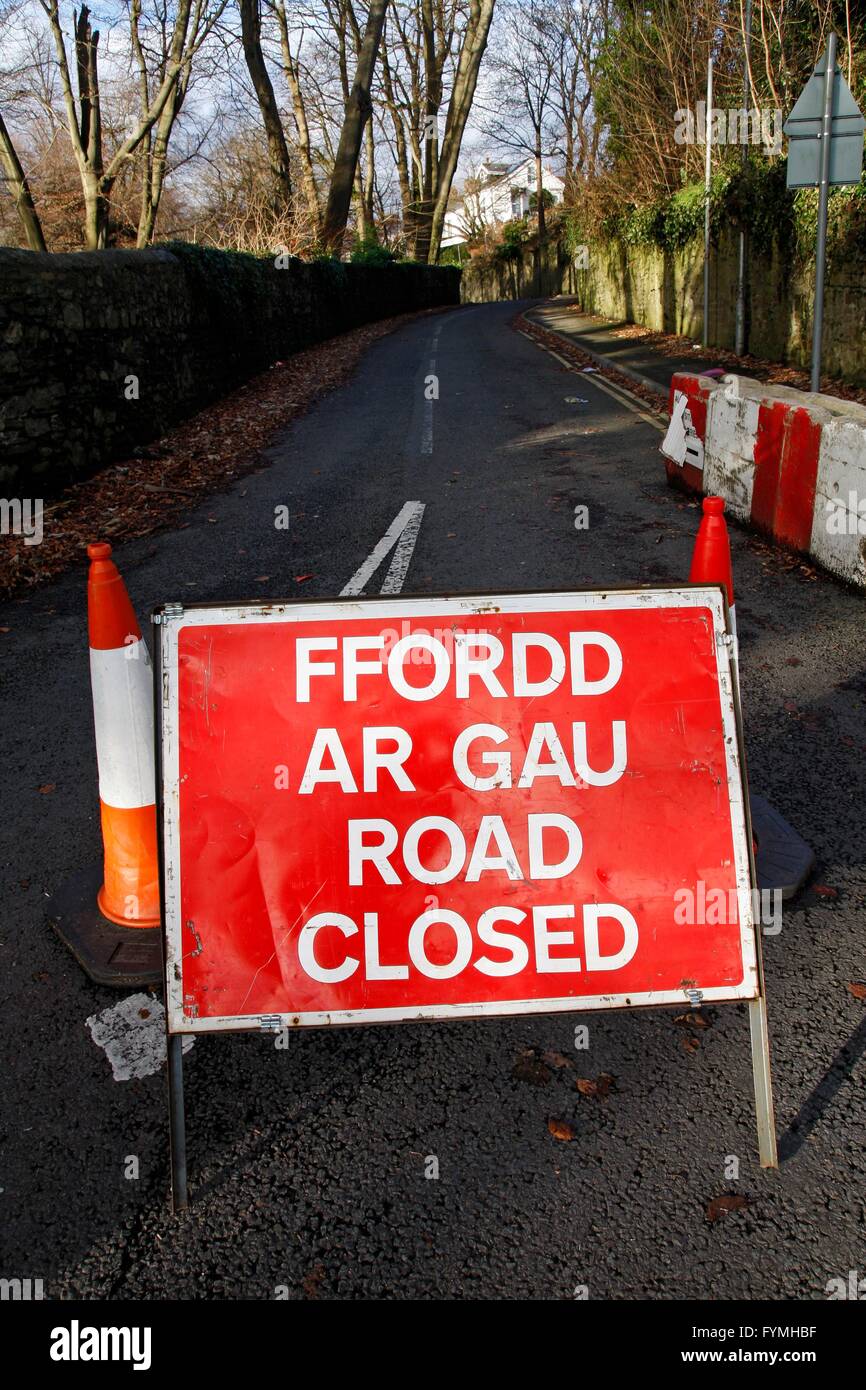 Road Closed sign with cones and barrier Stock Photo - Alamy