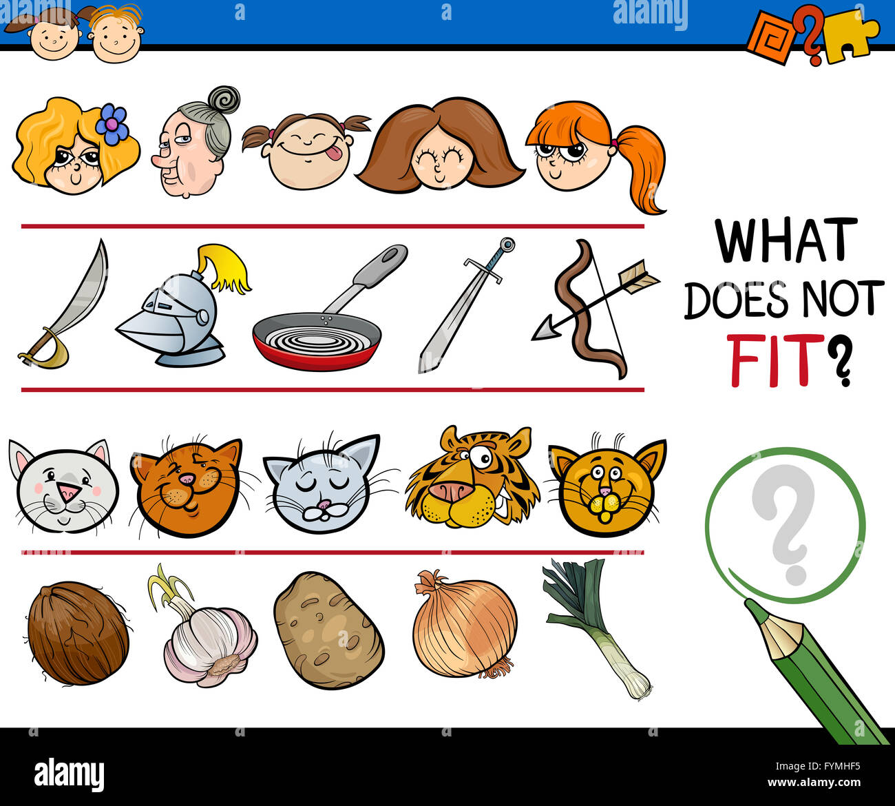 what does not fit game cartoon Stock Photo - Alamy