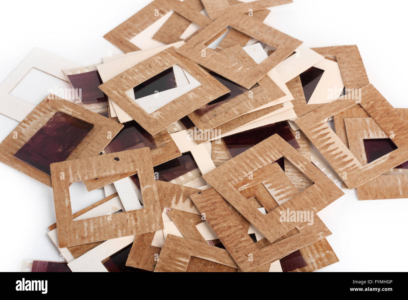 Set of old slides, photos and film on the table Stock Photo - Alamy