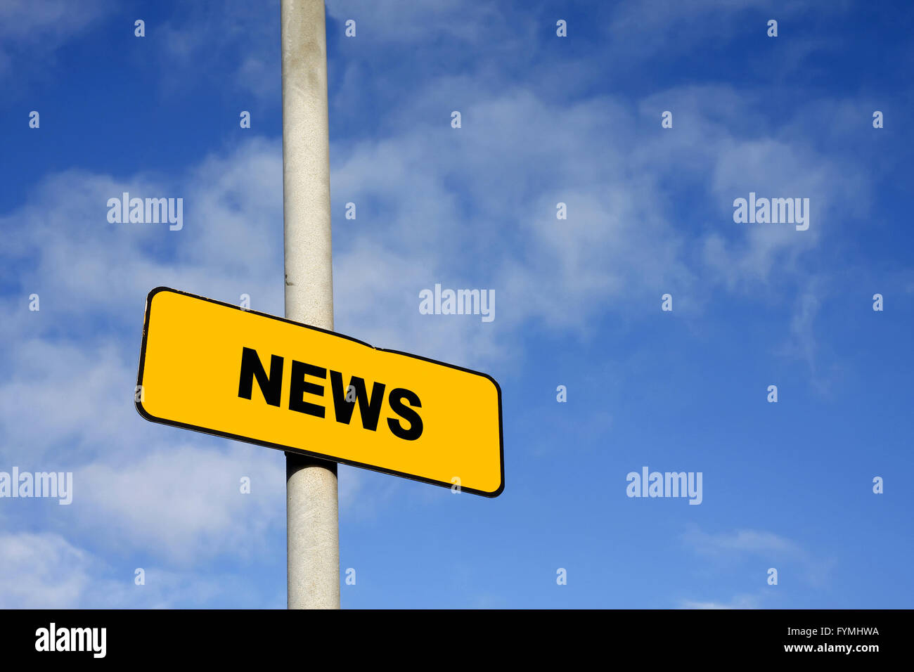 Yellow news sign Stock Photo - Alamy