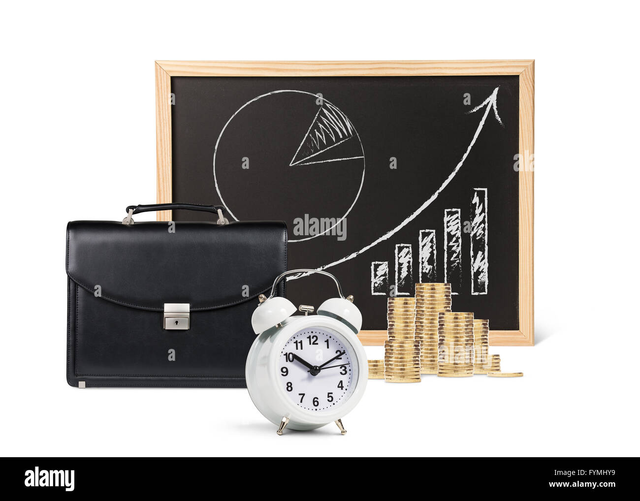 Alarm clock on blackboard Cut Out Stock Images & Pictures - Alamy