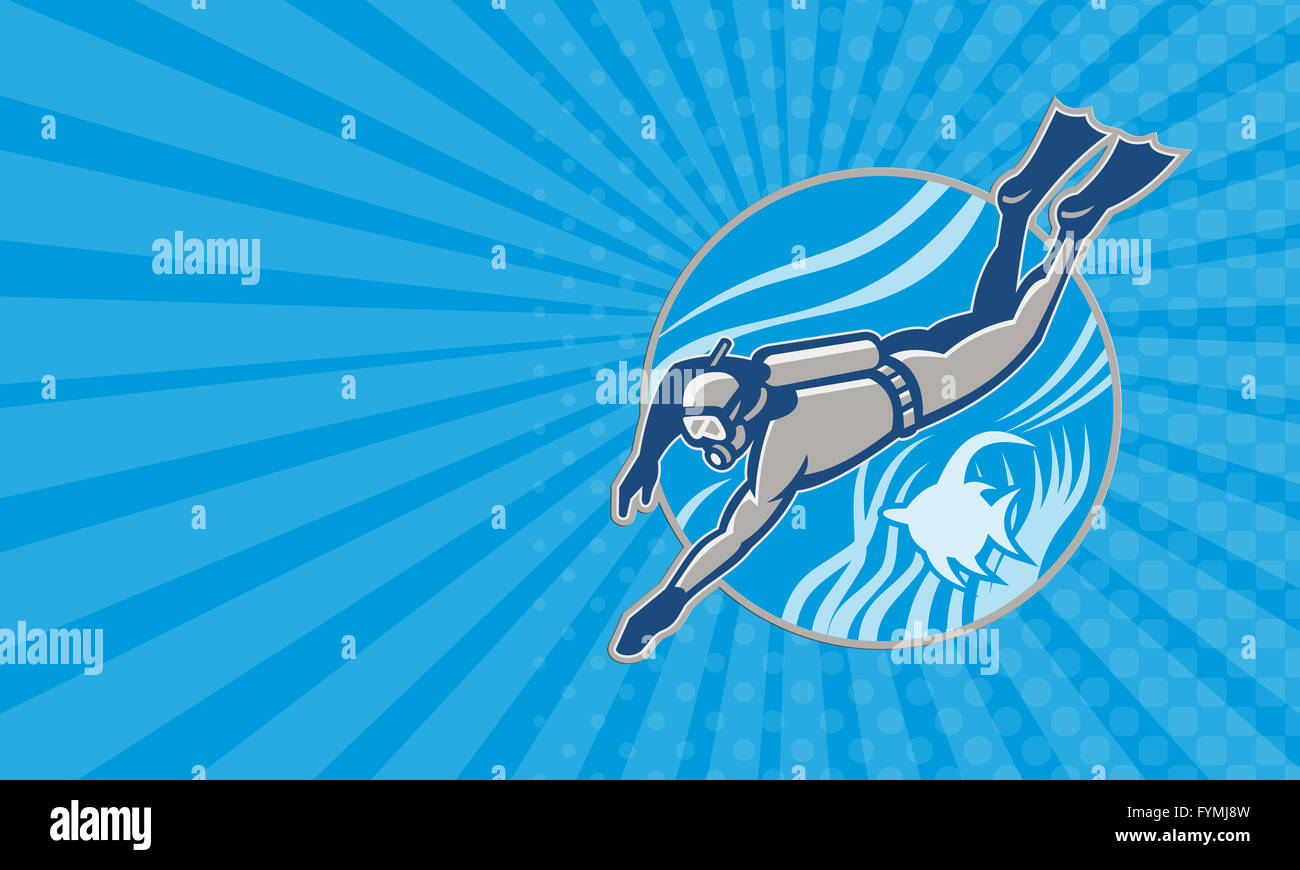 Business card Scuba Diver Diving Retro Stock Photo - Alamy