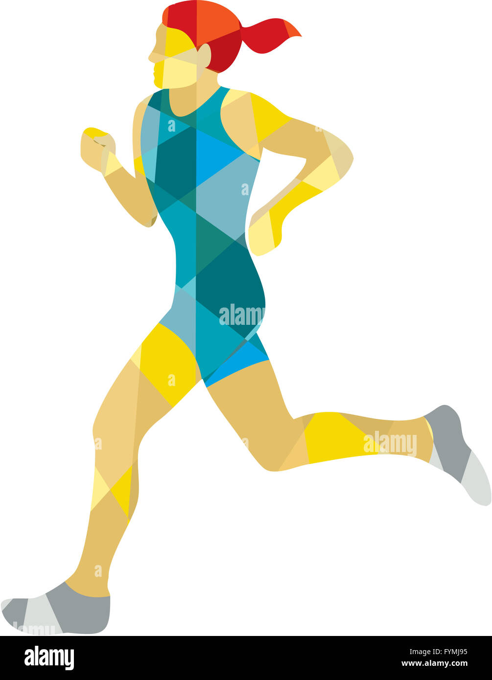 Female Triathlete Marathon Runner Low Polygon Stock Photo - Alamy