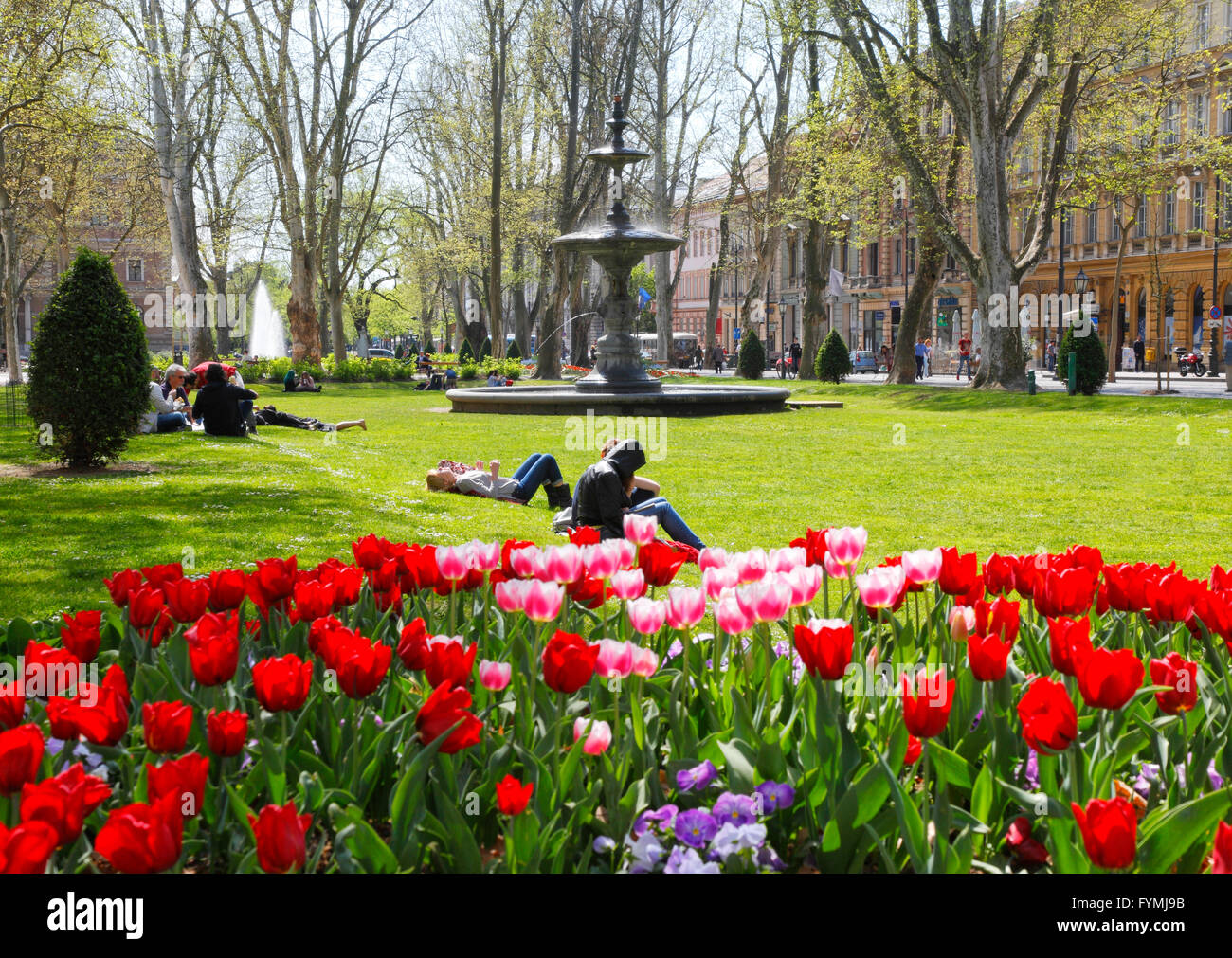 Zagreb, park Zrinjevac in spring Stock Photo - Alamy