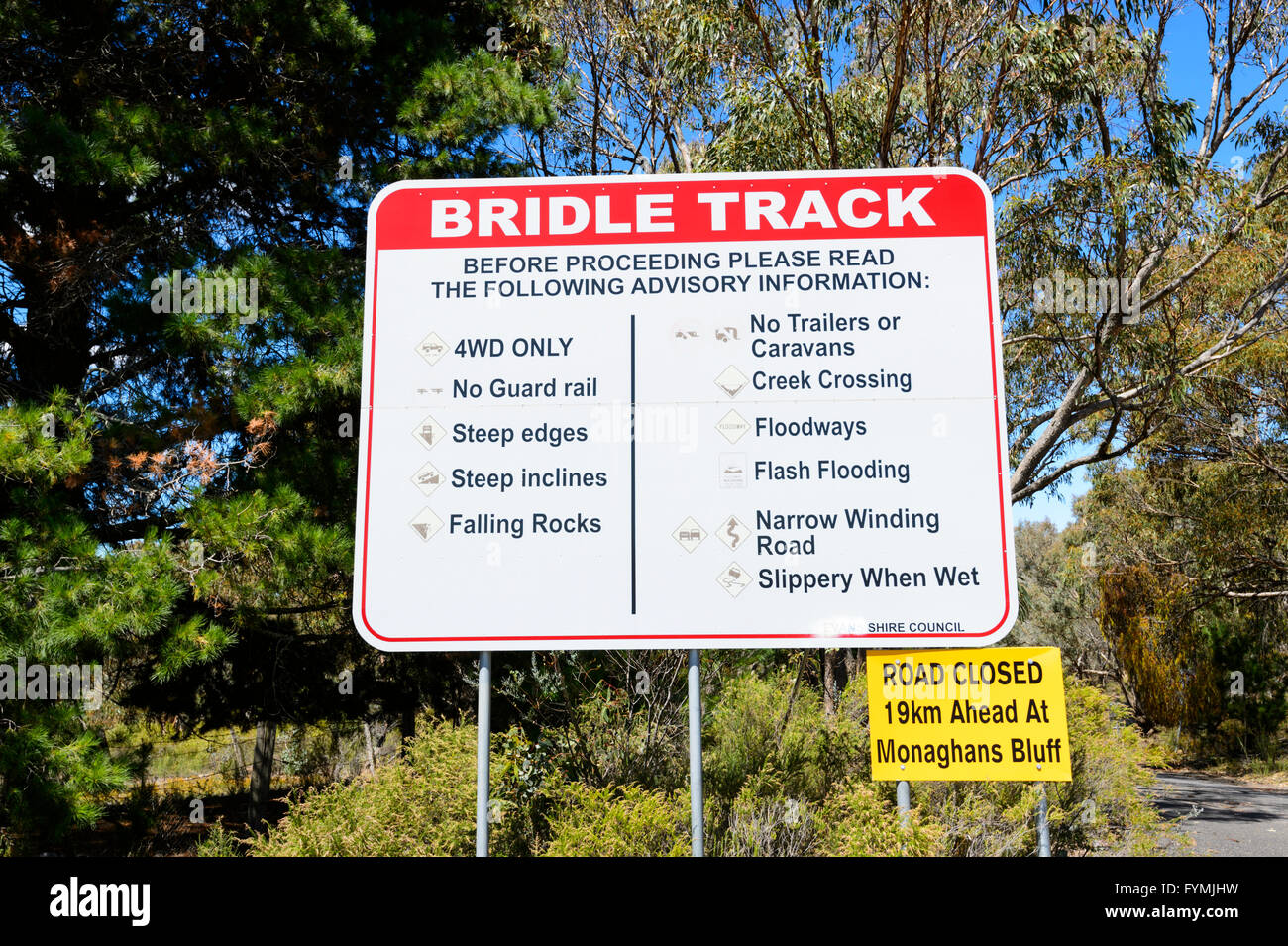 Bridle Track Warning Sign, Hill End, New South Wales, Australia Stock ...