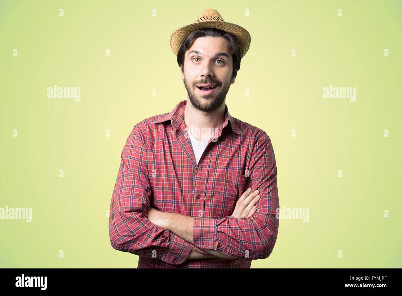 portrait of a young beautiful man surprised Stock Photo - Alamy