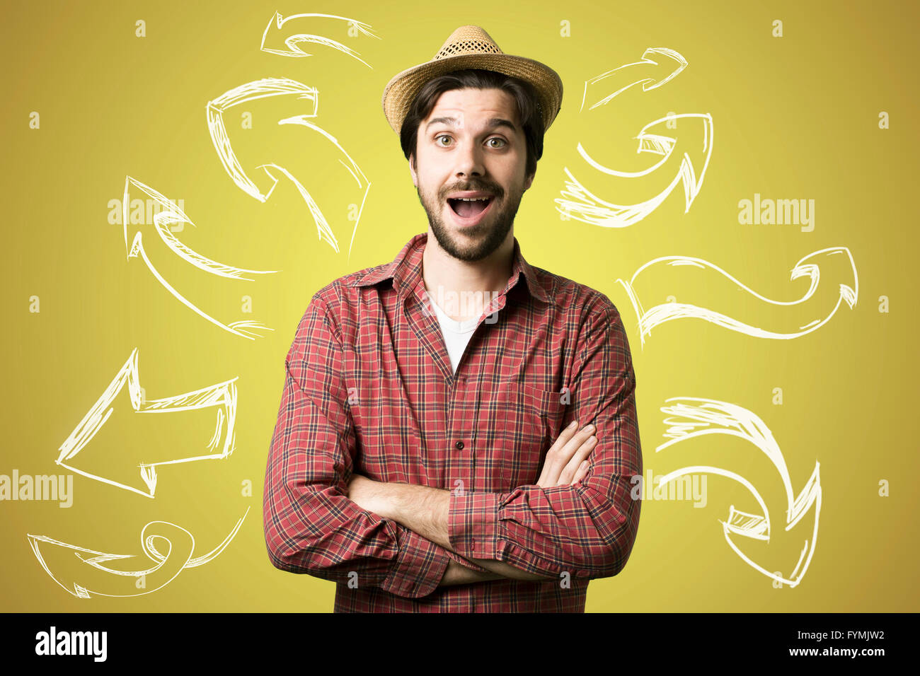 portrait of a young beautiful man surprised Stock Photo - Alamy