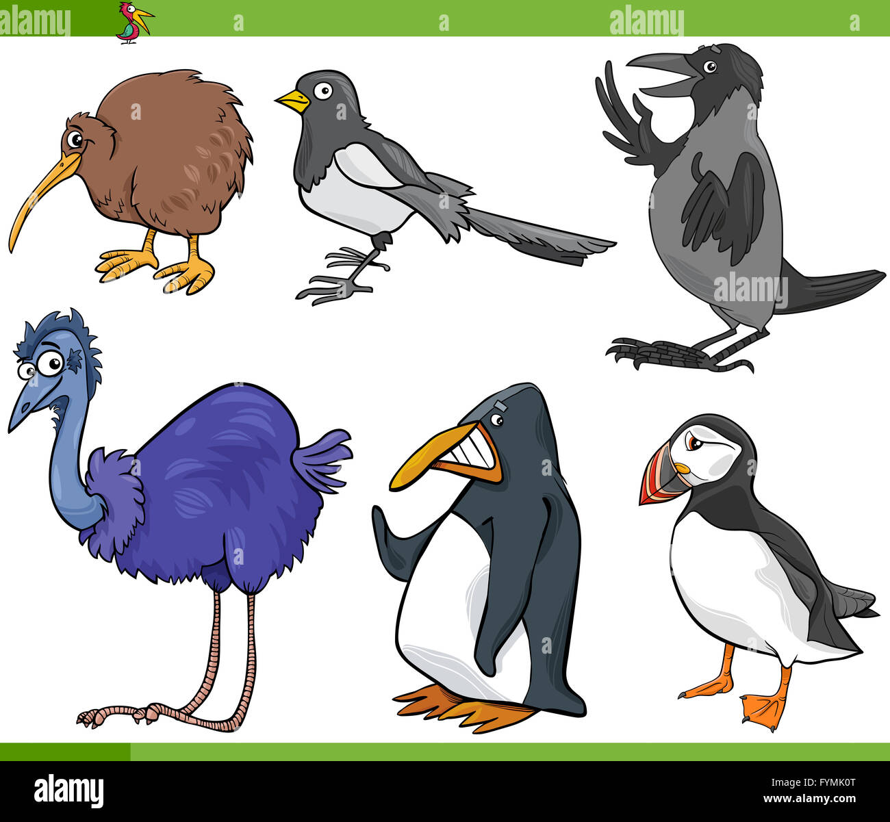 birds cartoon set illustration Stock Photo - Alamy