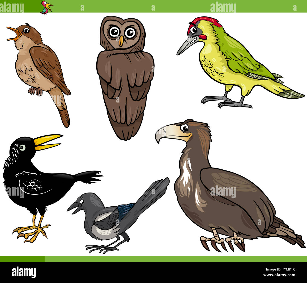 birds cartoon set illustration Stock Photo - Alamy