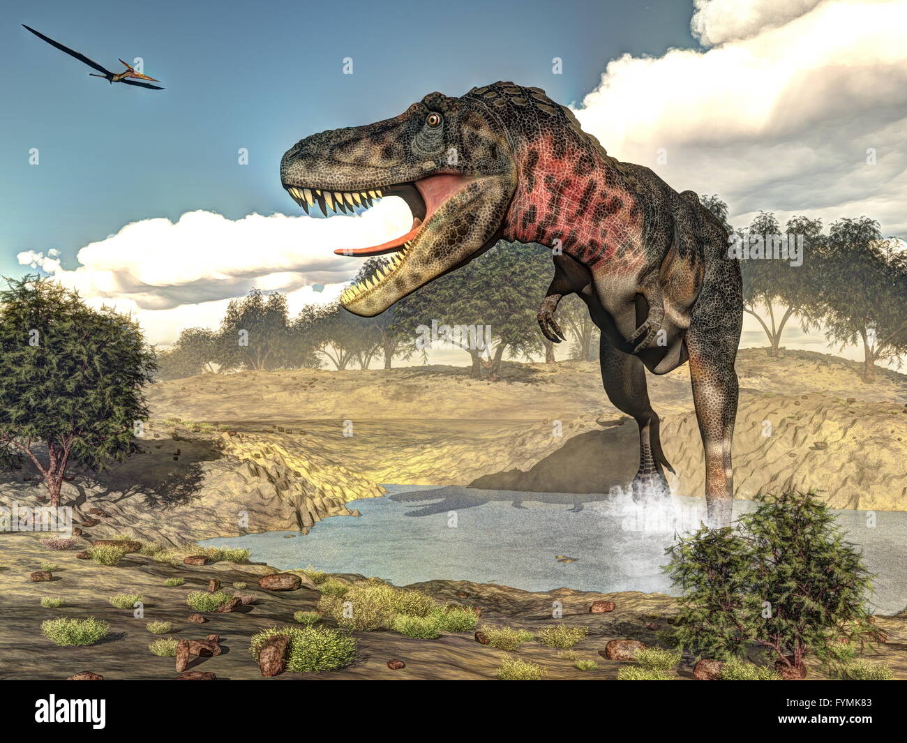 Tarbosaurus dinosaur - 3D render Stock Photo - Alamy