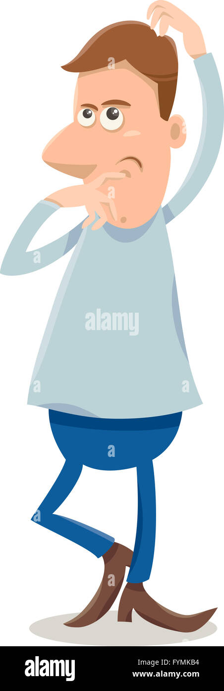 thinking man cartoon illustration Stock Photo - Alamy