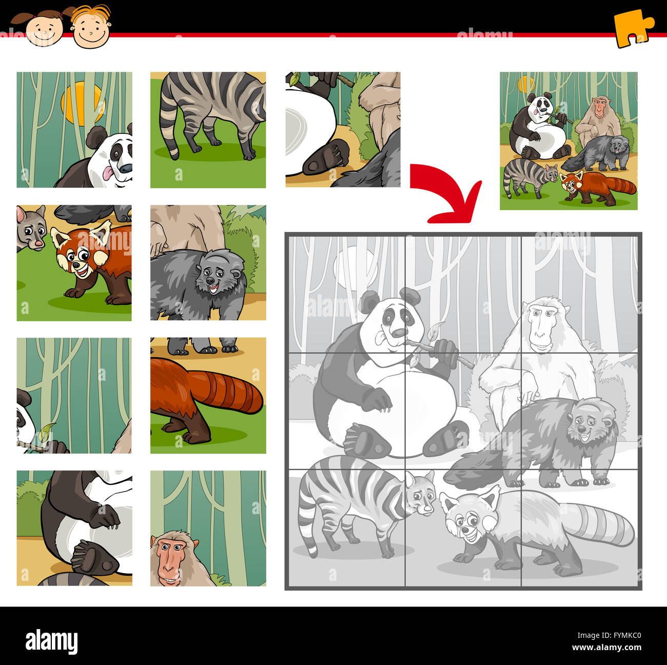 wild mammals jigsaw puzzle game Stock Photo - Alamy