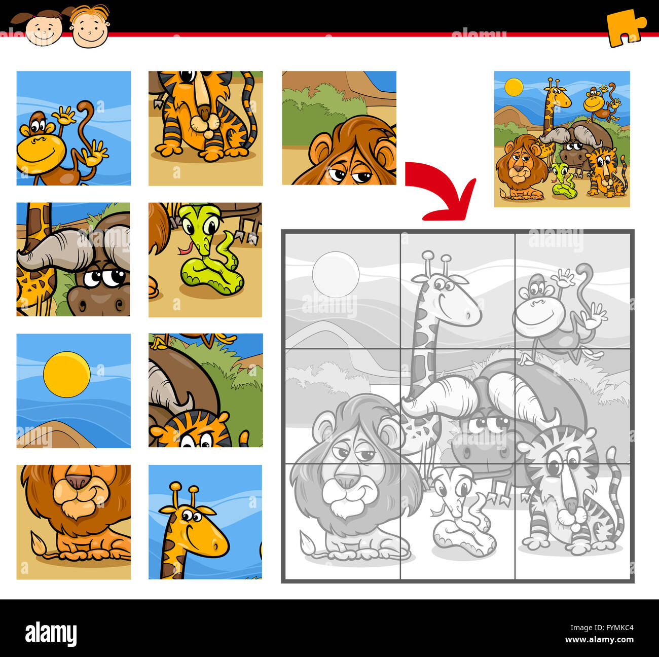 safari animals jigsaw puzzle game Stock Photo - Alamy
