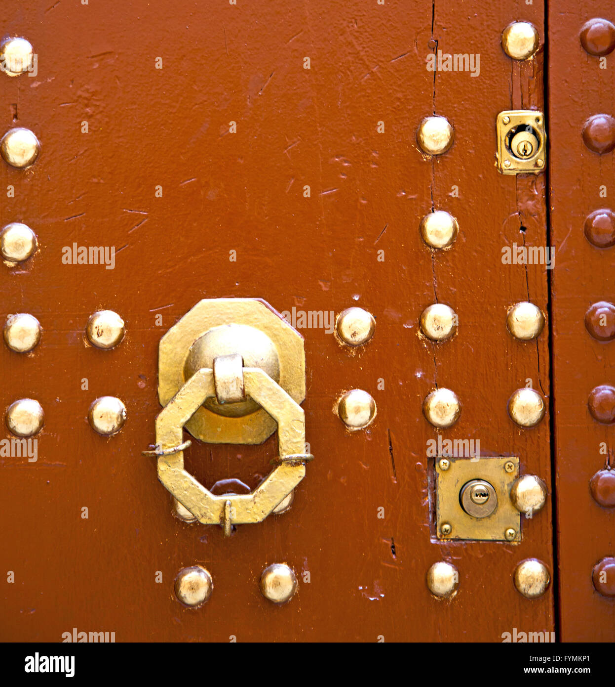 rusty brown morocco in africa the old wood facade home and safe padlock ...