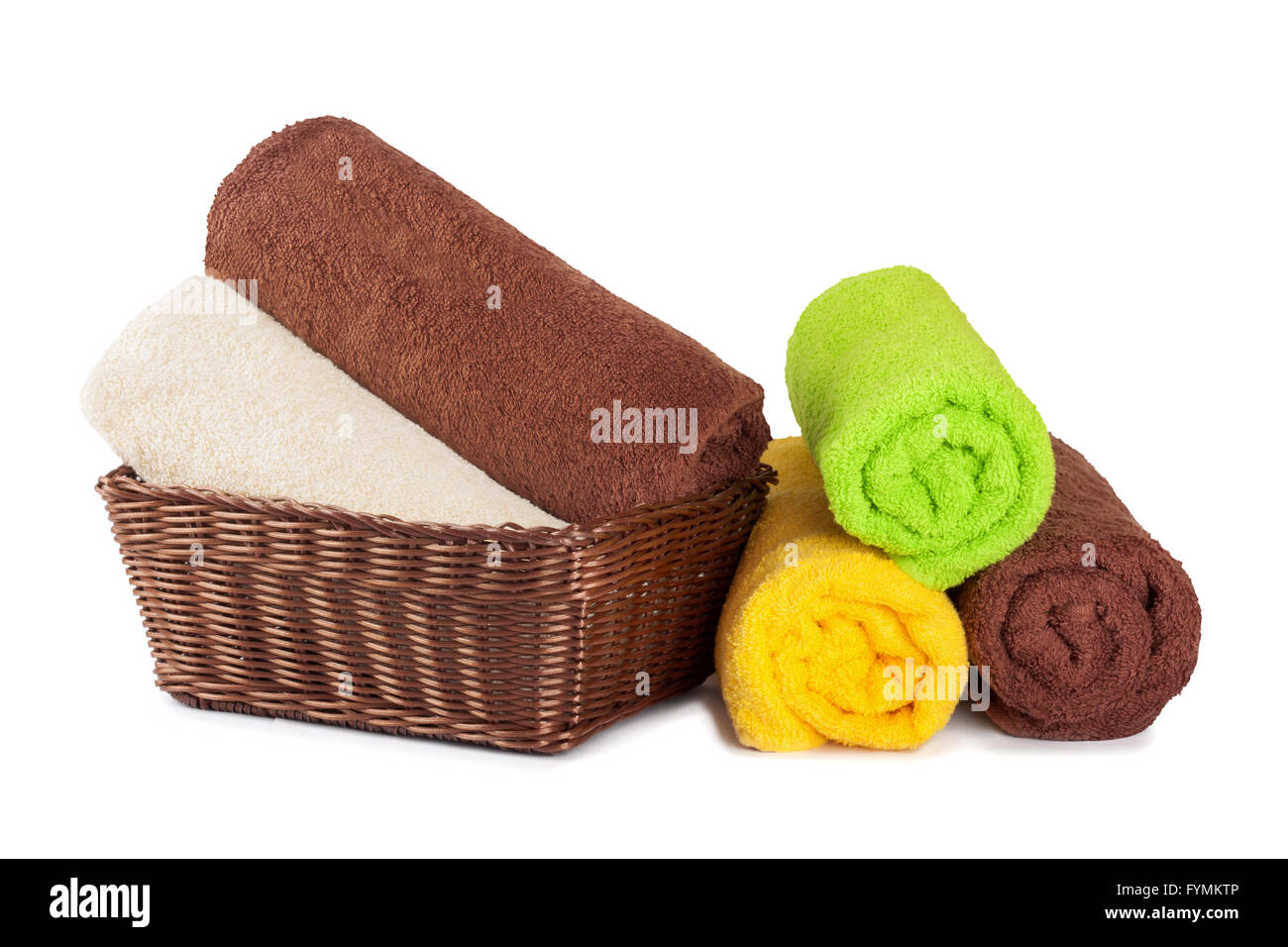 Stack of clean fresh towels isolated Stock Photo - Alamy