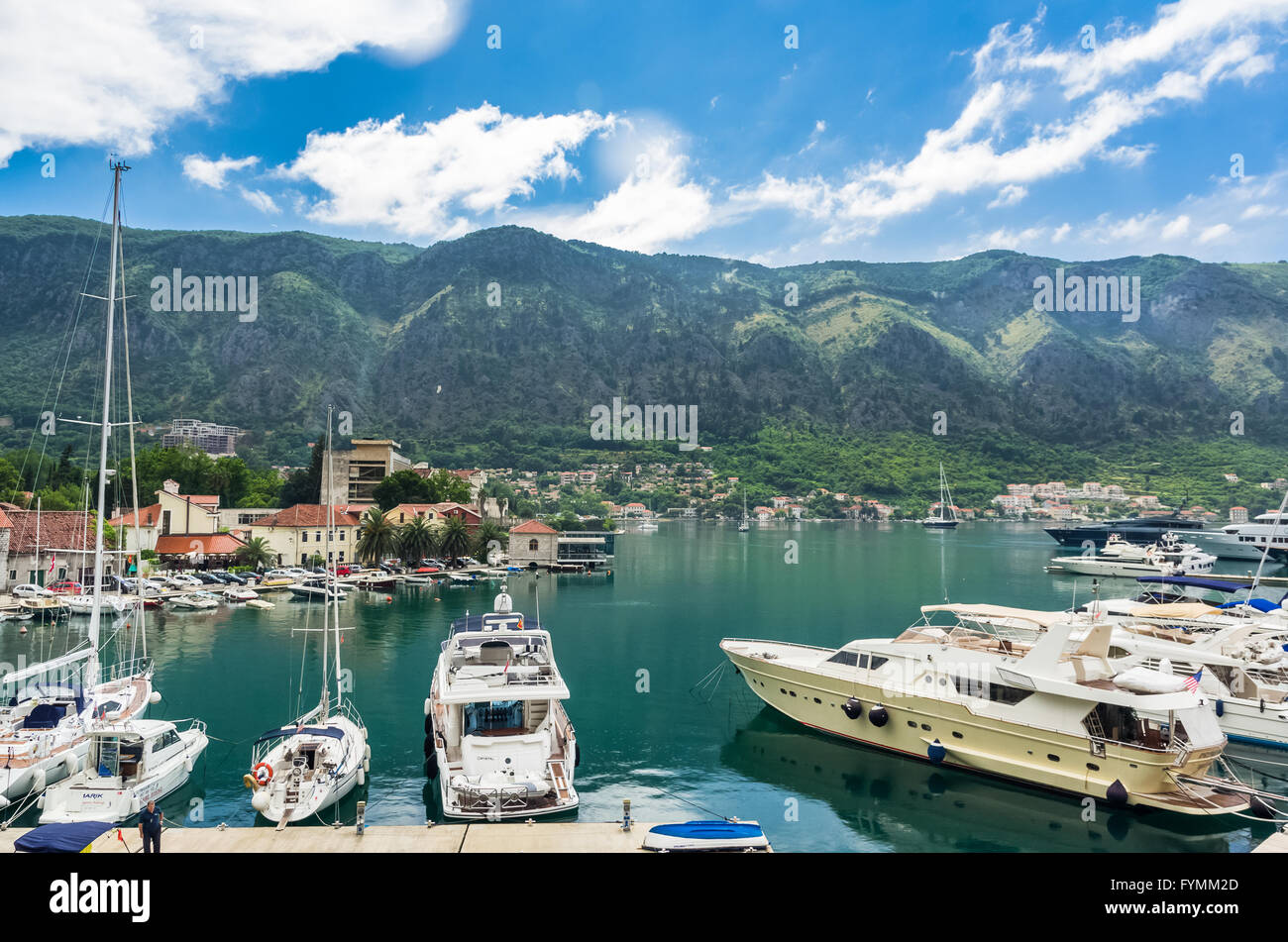 View on Kotor bay and ships Stock Photo - Alamy