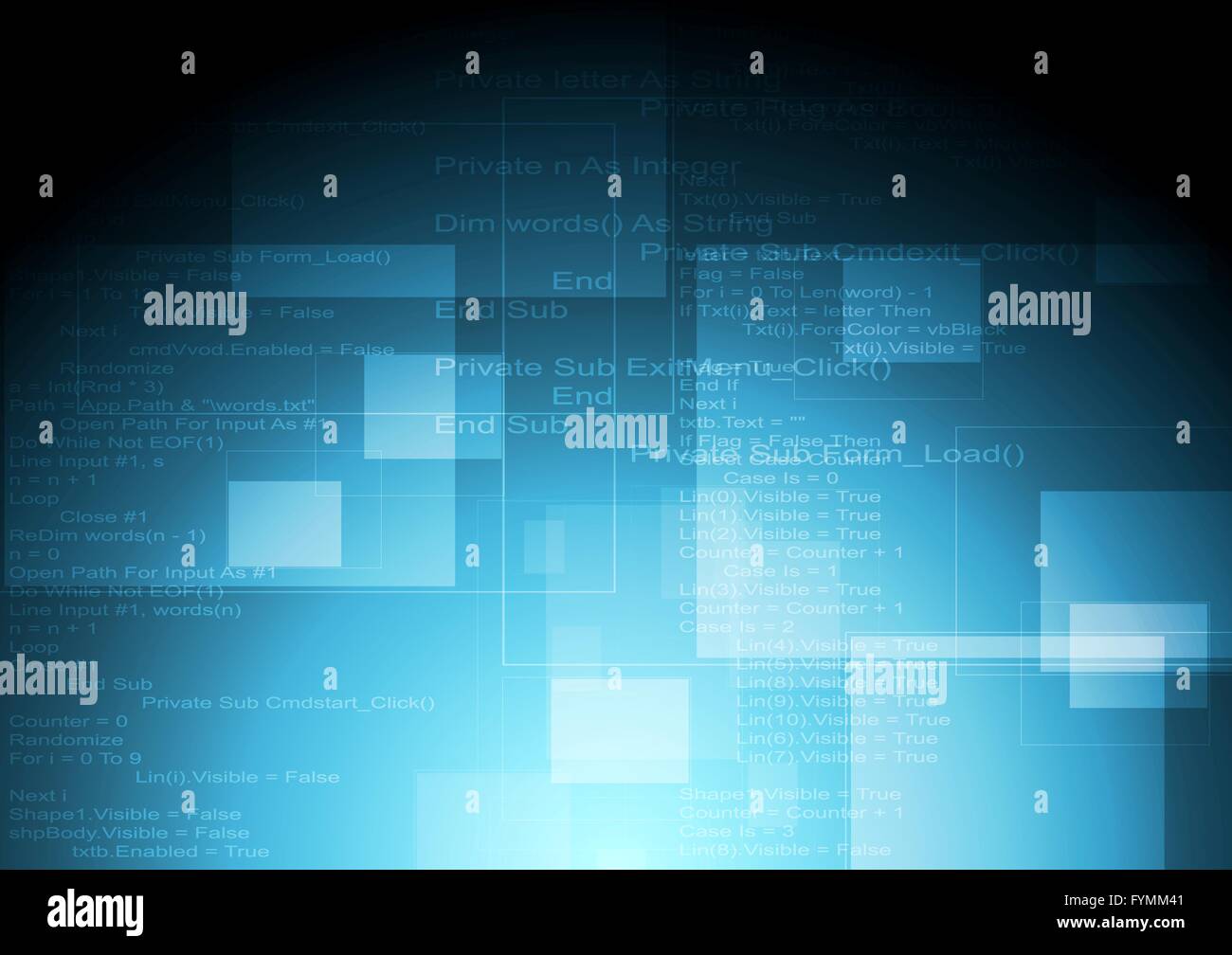 Abstract blue tech vector background with code Stock Photo - Alamy