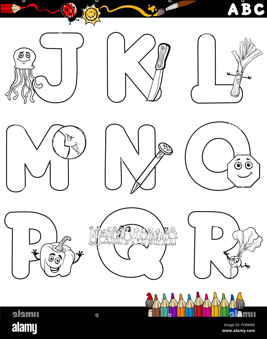 cartoon alphabet for coloring book Stock Photo - Alamy