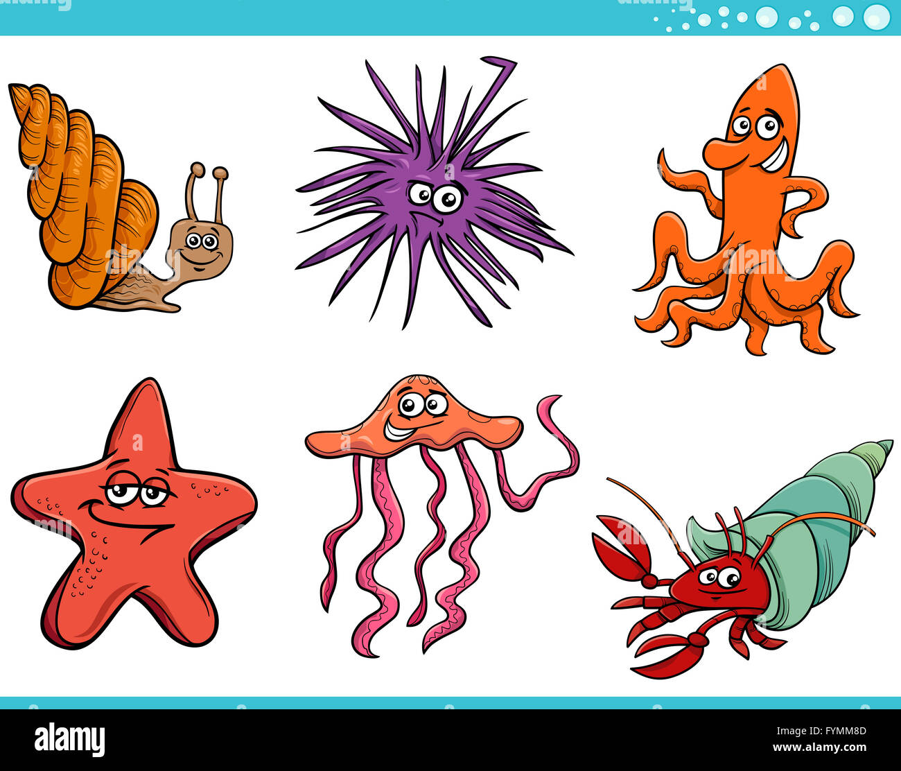 sea life animals set cartoon illustration Stock Photo - Alamy