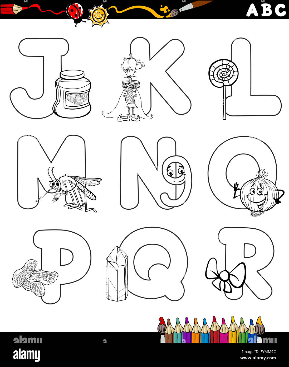 cartoon alphabet for coloring book Stock Photo - Alamy