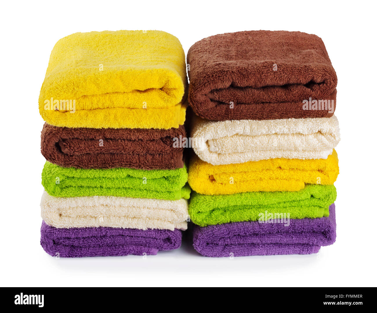 Stack of clean fresh towels isolated on white background Stock Photo ...