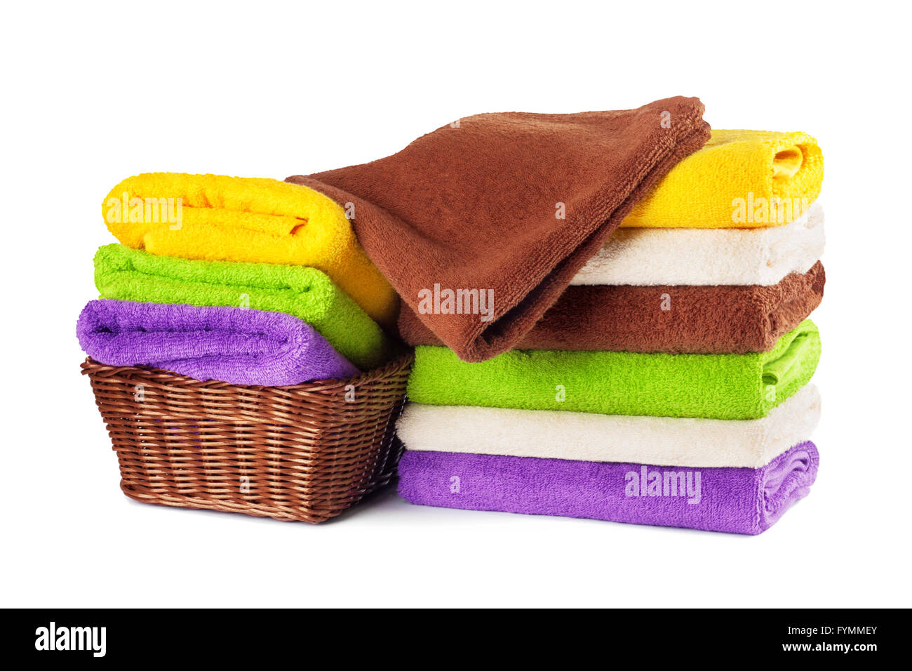 Stack of clean fresh towels isolated Stock Photo - Alamy