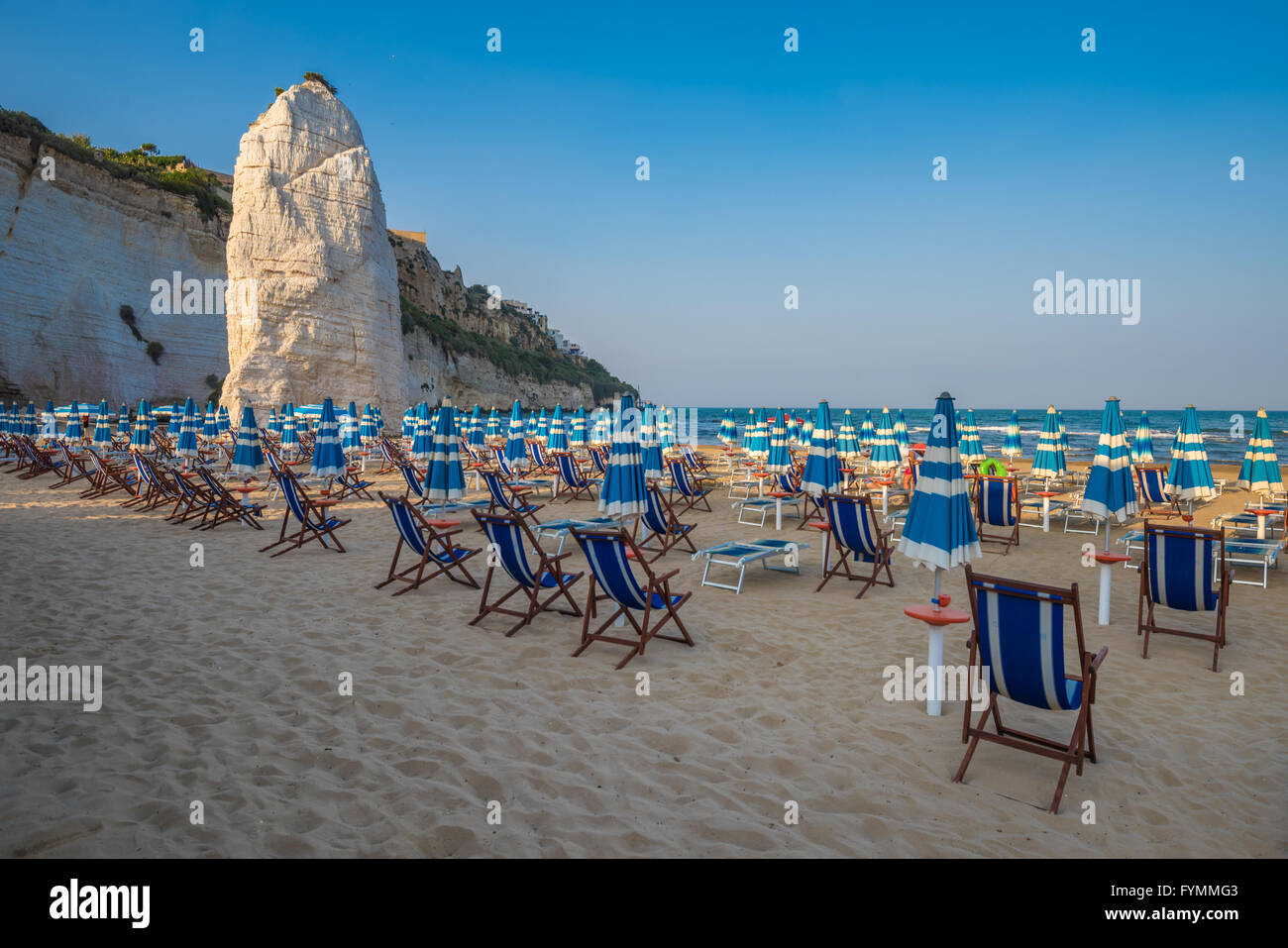 Panorama of Vieste beach, Gargano natural park, Puglia, Italy Stock ...