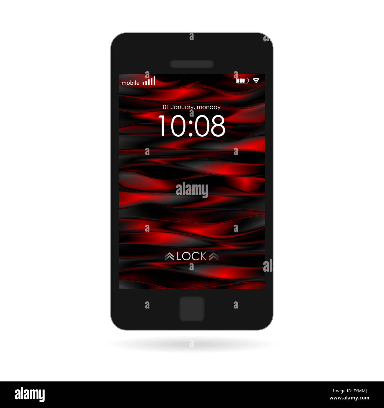 Black smartphone with striped wallpaper isolated o Stock Photo - Alamy