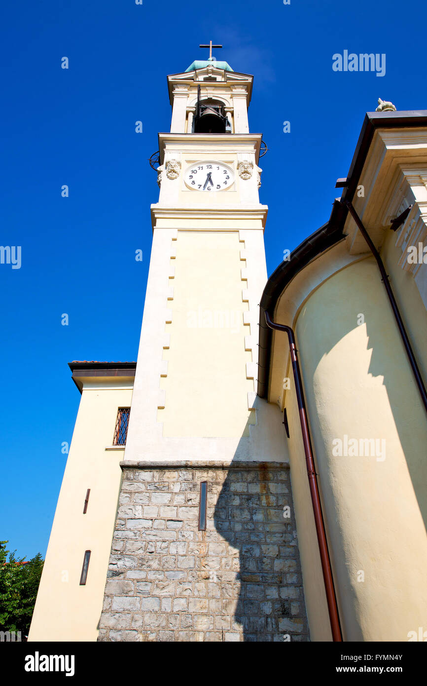 ancien clock tower in stone and bell Stock Photo - Alamy