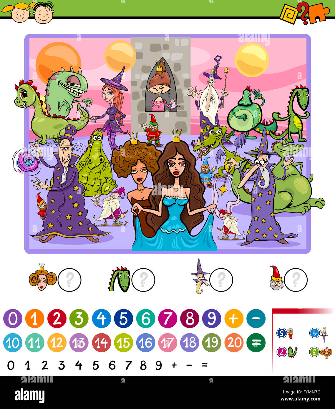 numbering game cartoon illustration Stock Photo - Alamy