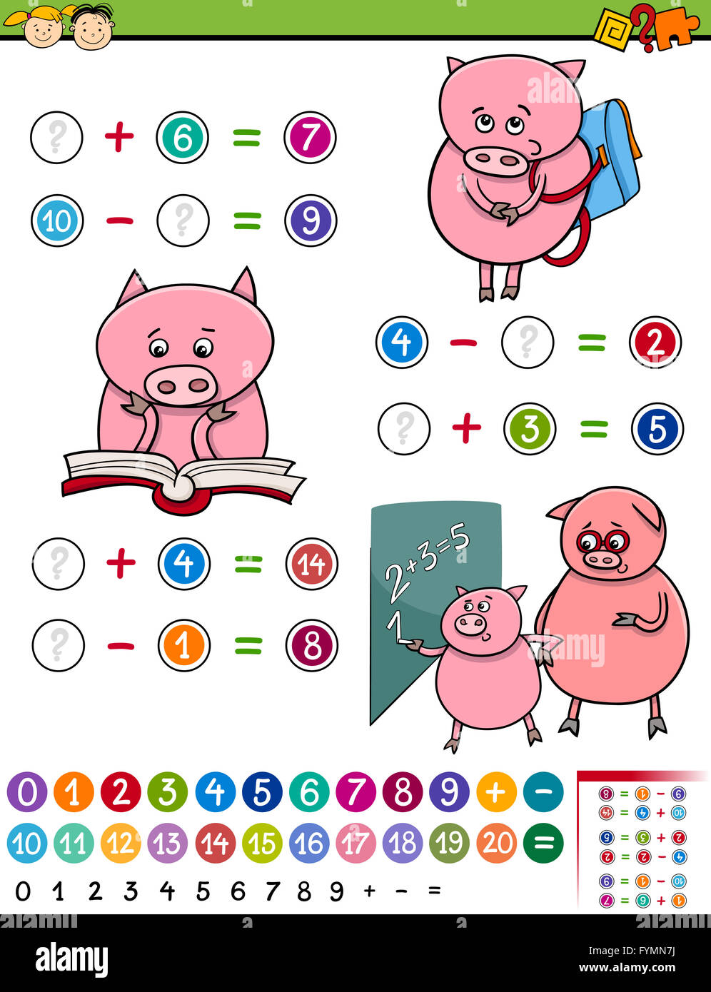 algebra game cartoon illustration Stock Photo - Alamy