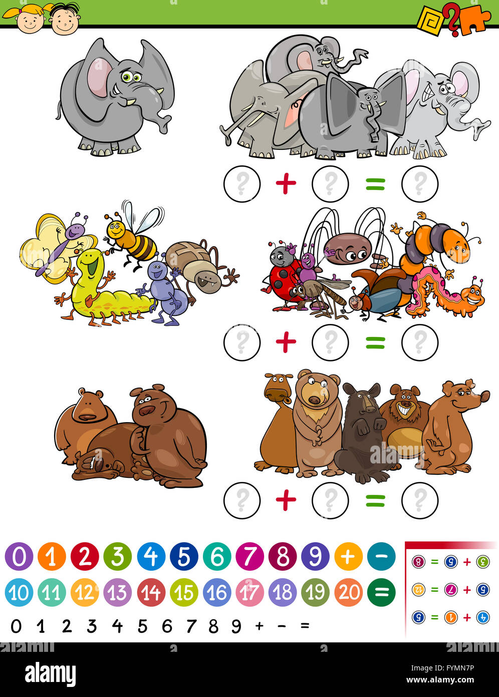 mathematical game cartoon illustration Stock Photo - Alamy