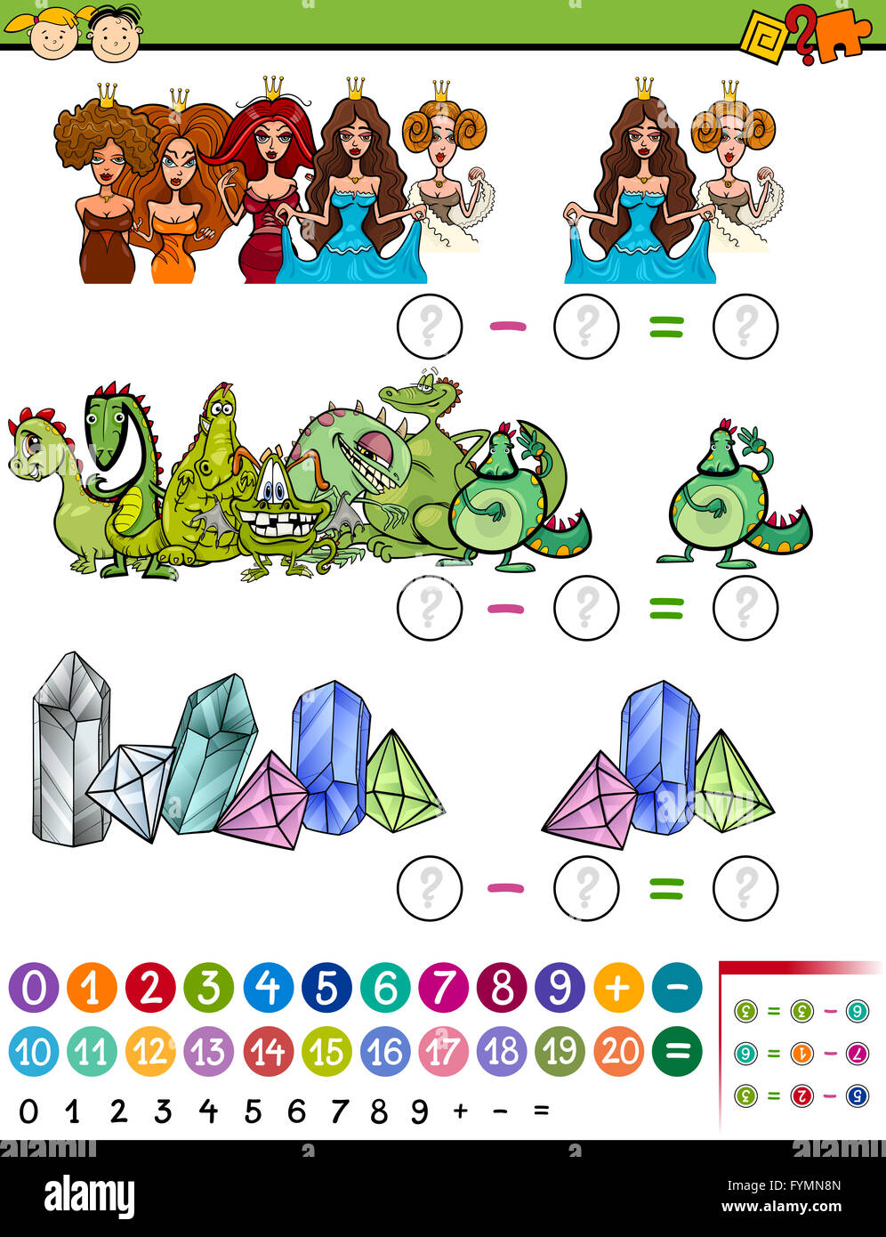 Cartoon illustration educational counting math hi-res stock photography ...