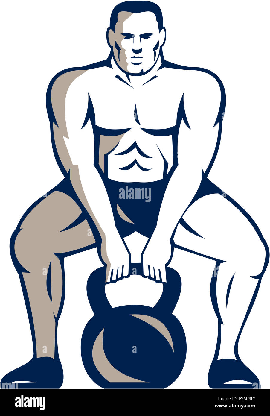 Athlete Weightlifter Lifting Kettlebell Retro Stock Photo - Alamy