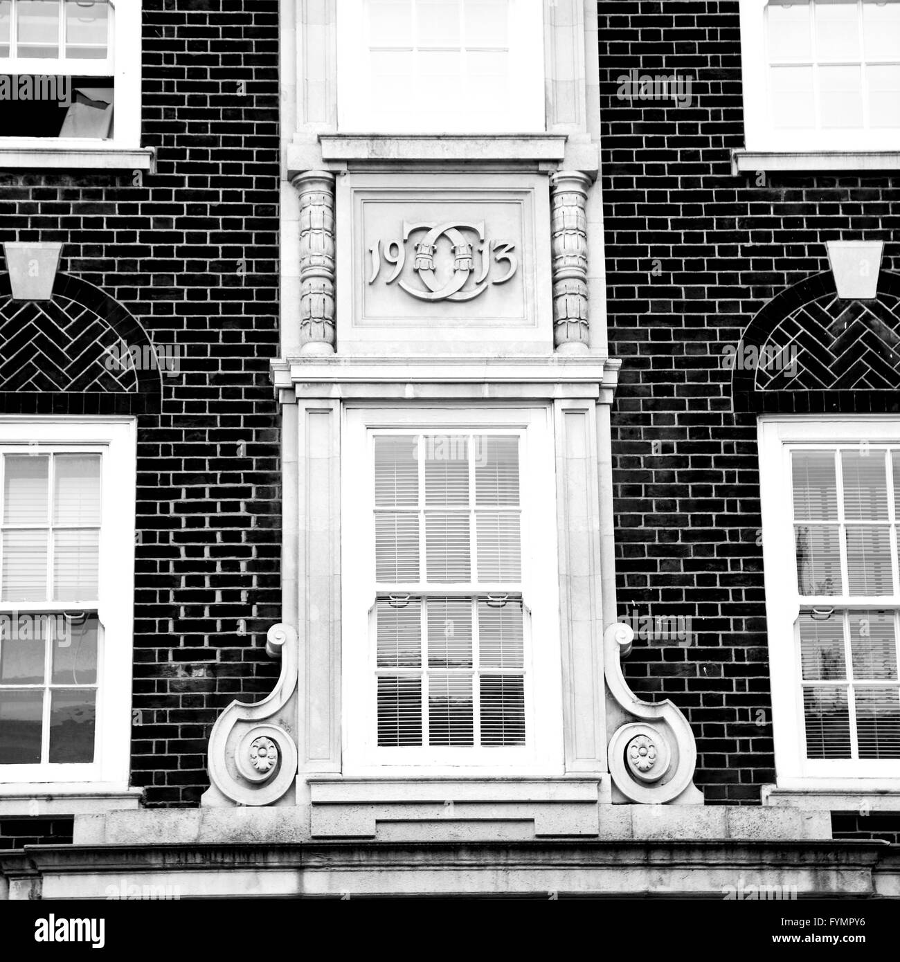 old window in europe london red brick wall and historical Stock Photo ...