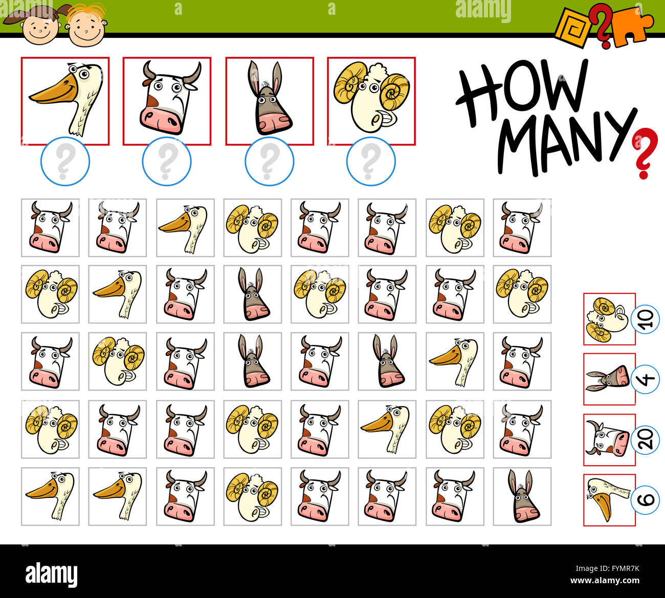 counting game cartoon illustration Stock Photo - Alamy