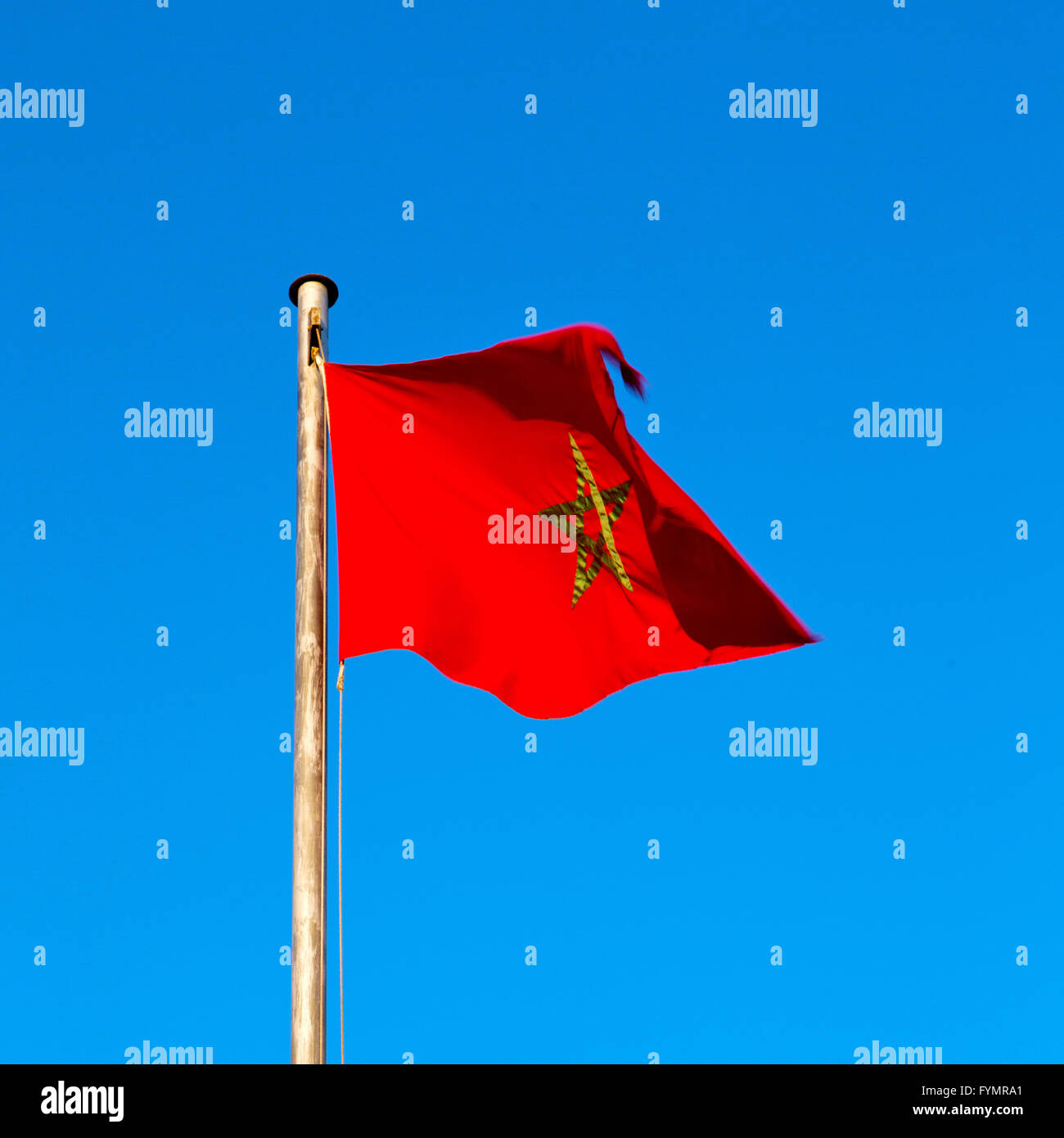 tunisia waving flag in the blue sky colour and battlements wave Stock ...