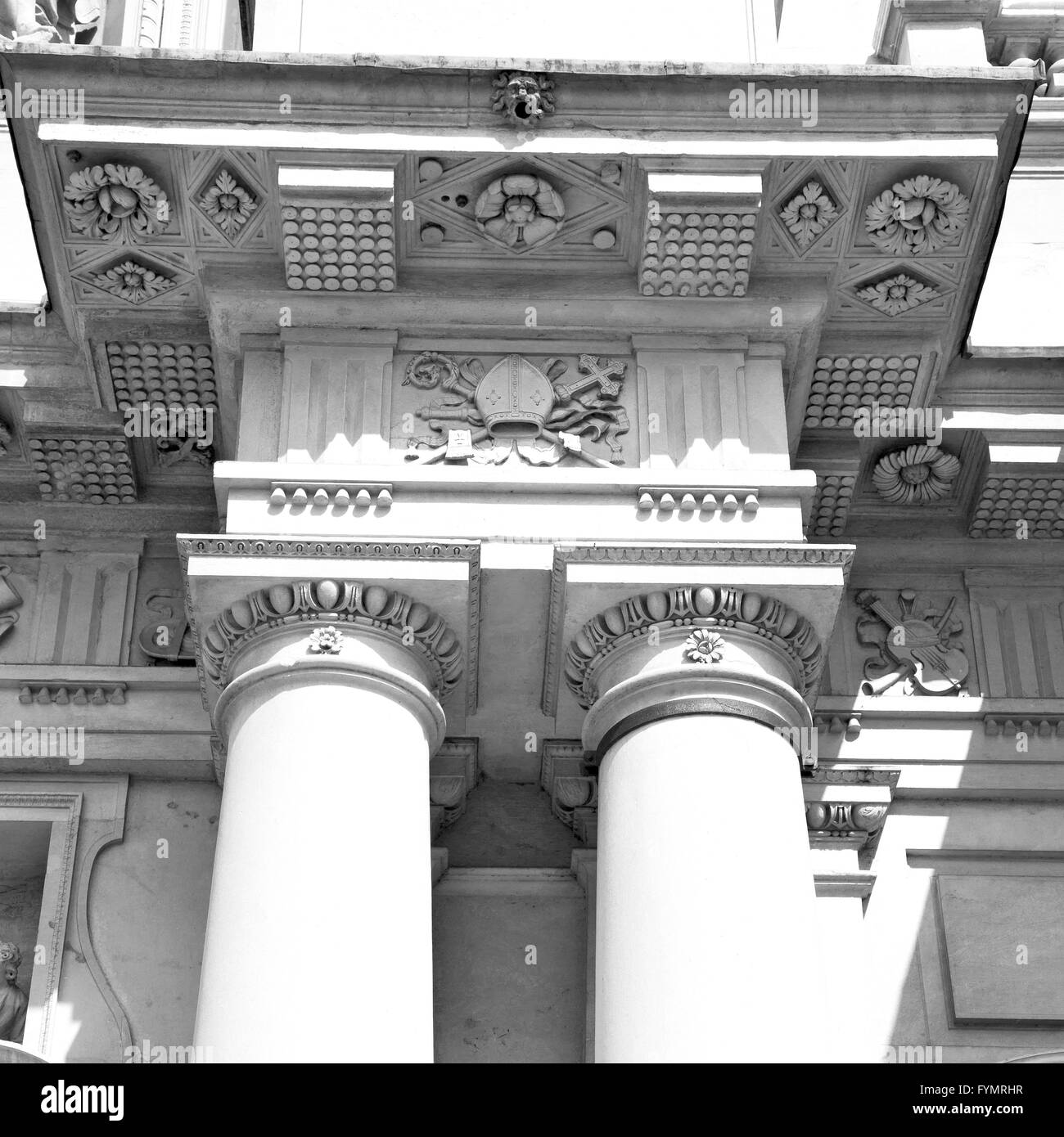 abstract old column in the country of europe italy and marble brick ...