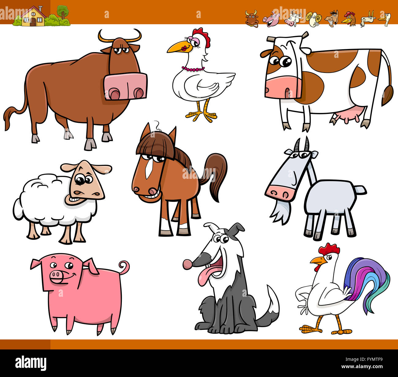 Farm Animals Cartoon Set Illustration High Resolution Stock Photography ...