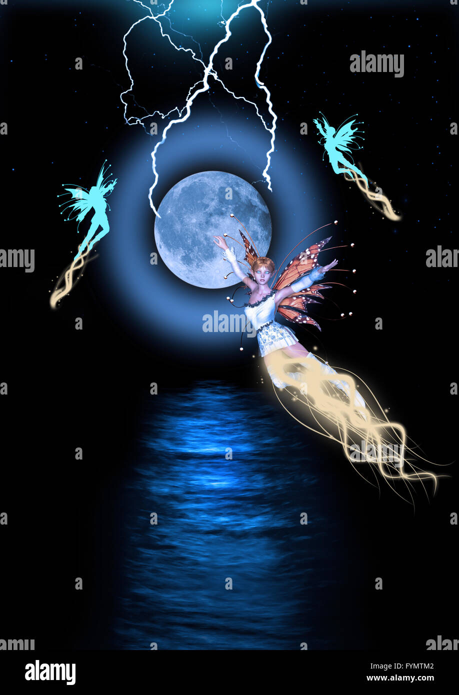 fairies in night sky Stock Photo - Alamy