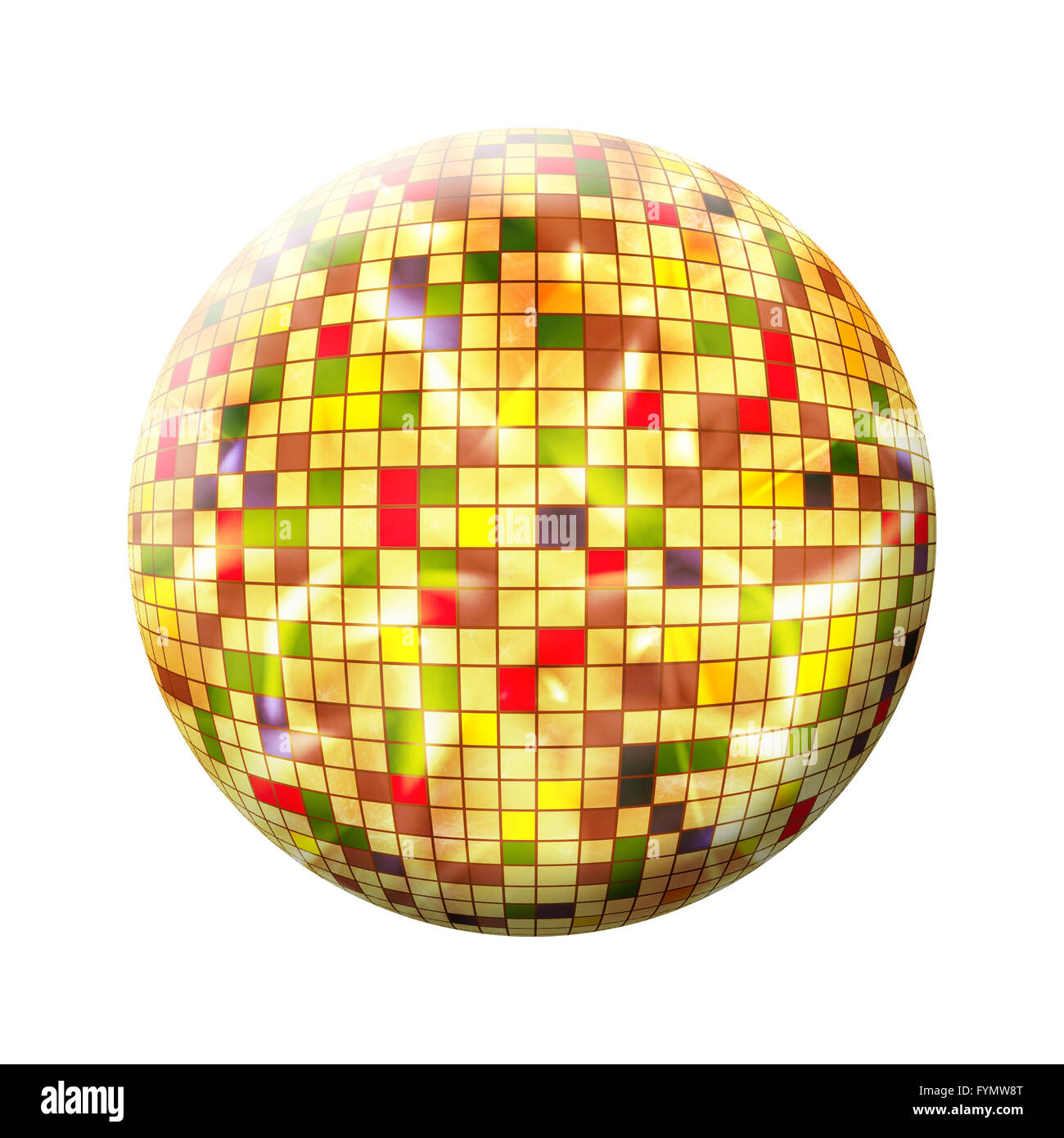 Colorful Sphere with colored squares on white background isolated Stock ...