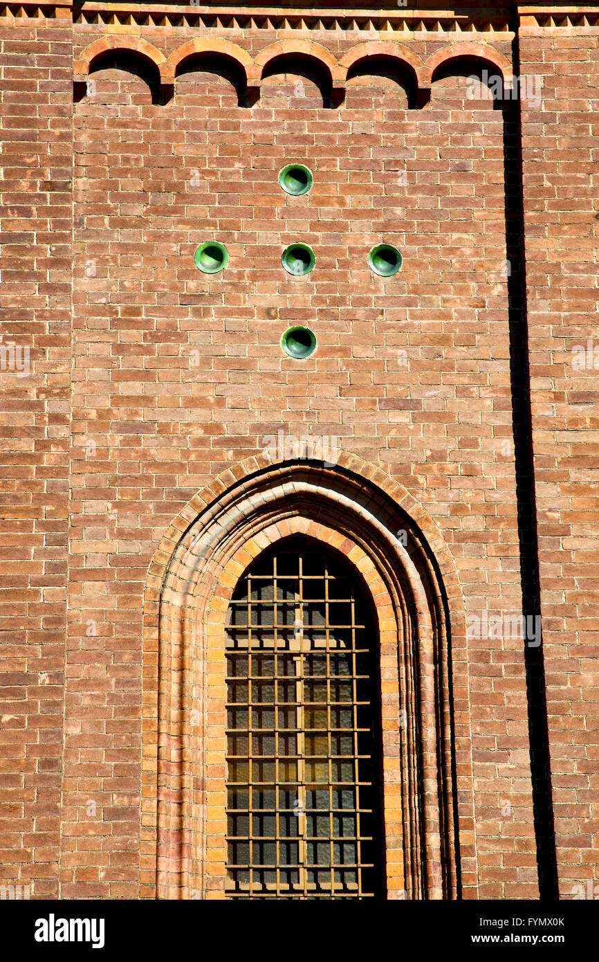 rose window italy lombardy in the castellanza closed brick tower tile ...
